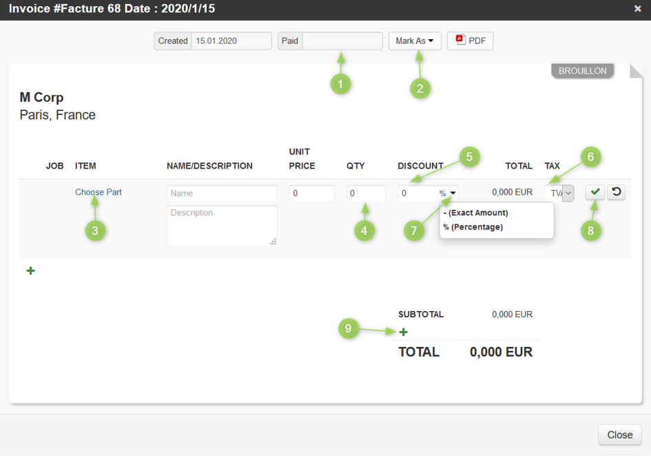 Create an invoice – Synchroteam