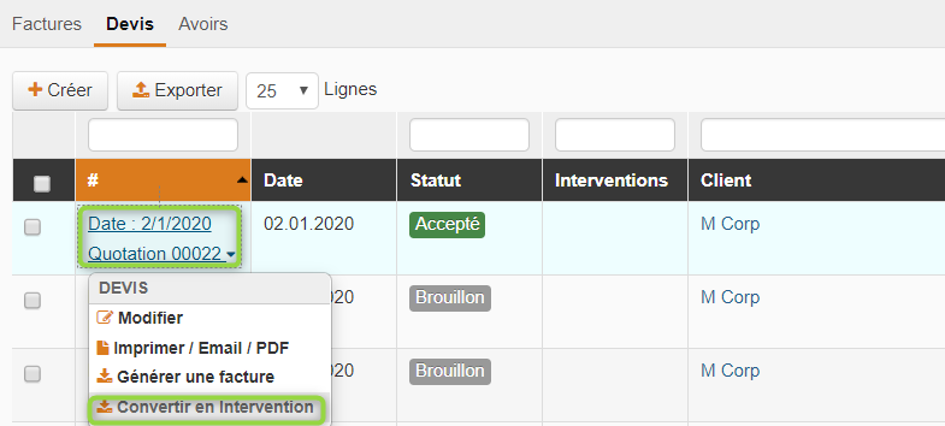 Créer un devis – Synchroteam