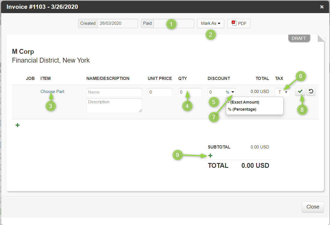 Create an invoice – Synchroteam
