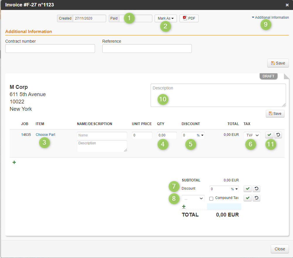 Create an invoice – Synchroteam